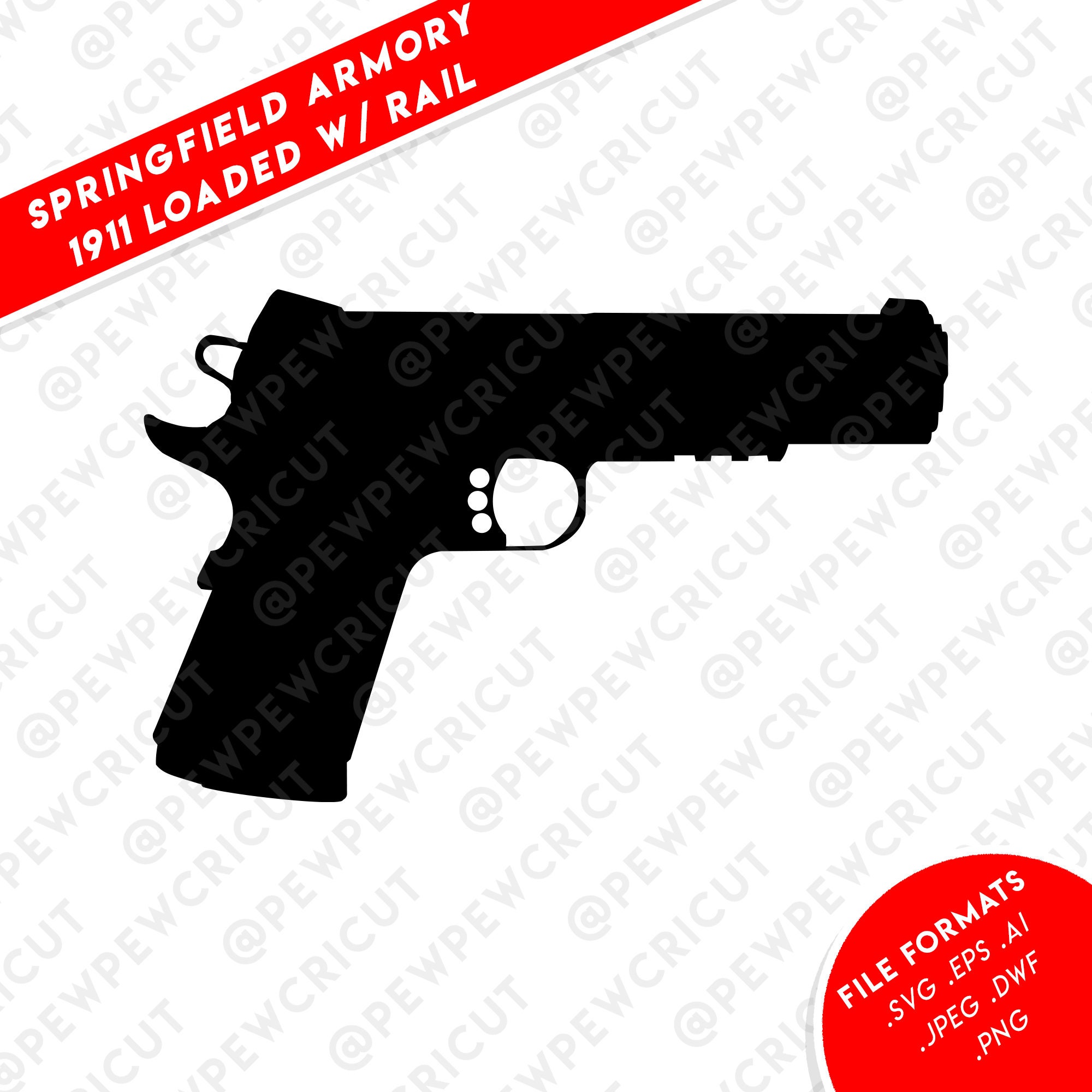 Springfield Armory 1911 Loaded Rail SVG Gun Cricut Files Gun ...