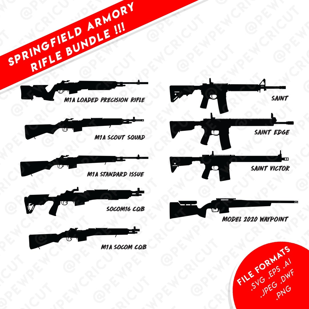 9 Gun Rifle Pack SVG - Rifle Cricut Files - Springfield Armory - AR15 ...