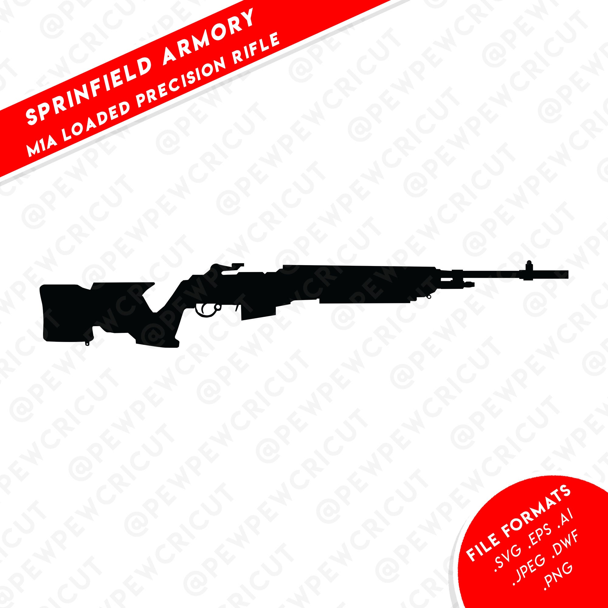 M1A Silhouette SVG - Gun Cricut Files - Springfield Armory - Rifle ...