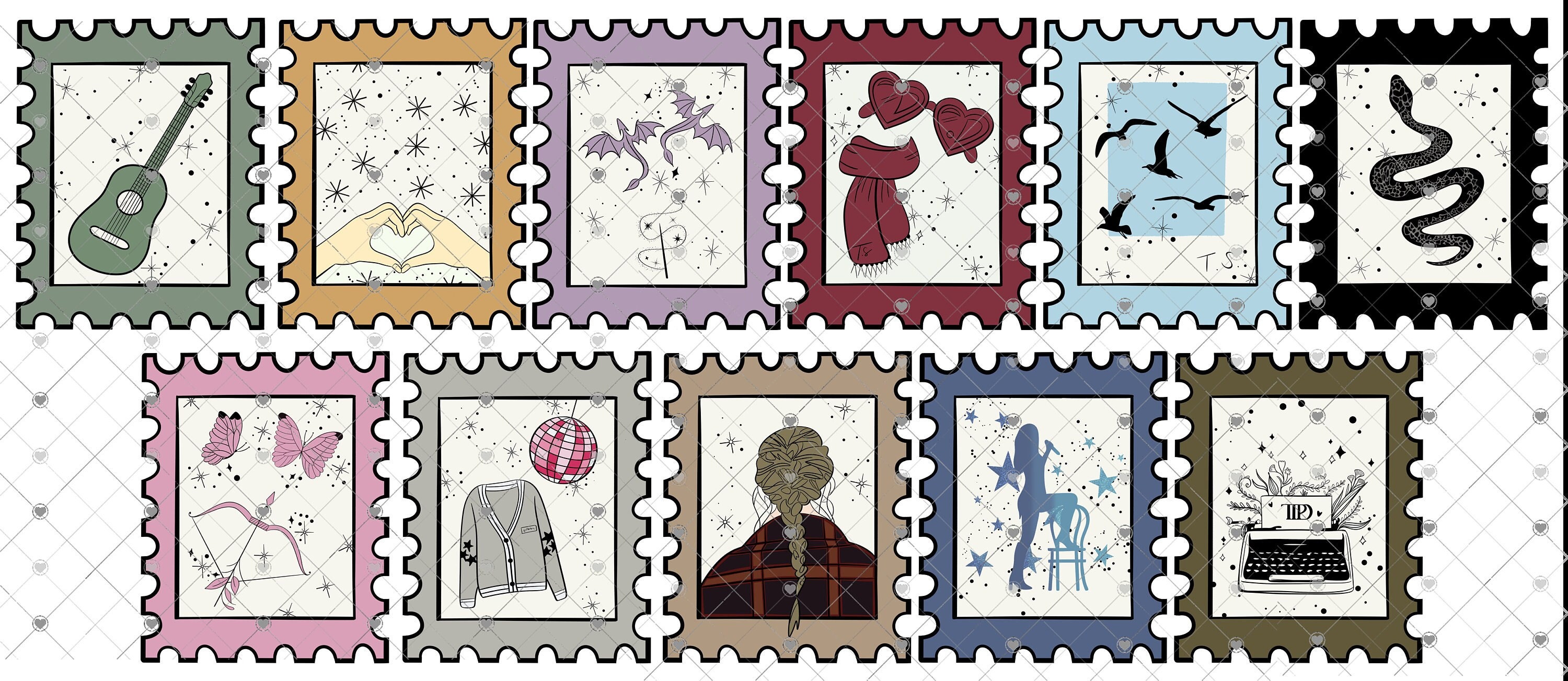 The Eras Tour Inspired Stamp Clipart Eras Tour TS Gift Swiftie Musician ...