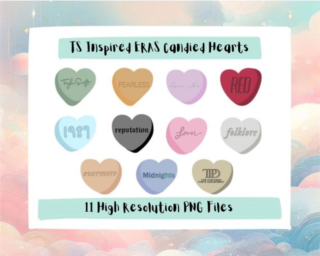 TS Candied Hearts PNG Eras Tour TS Gift Swiftie Musician Bundle Instant ...