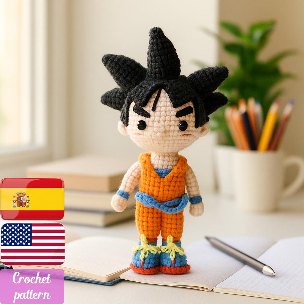 Crochet Son Goku Amigurumi Pattern – PDF Anime Doll Crochet Tutorial ...