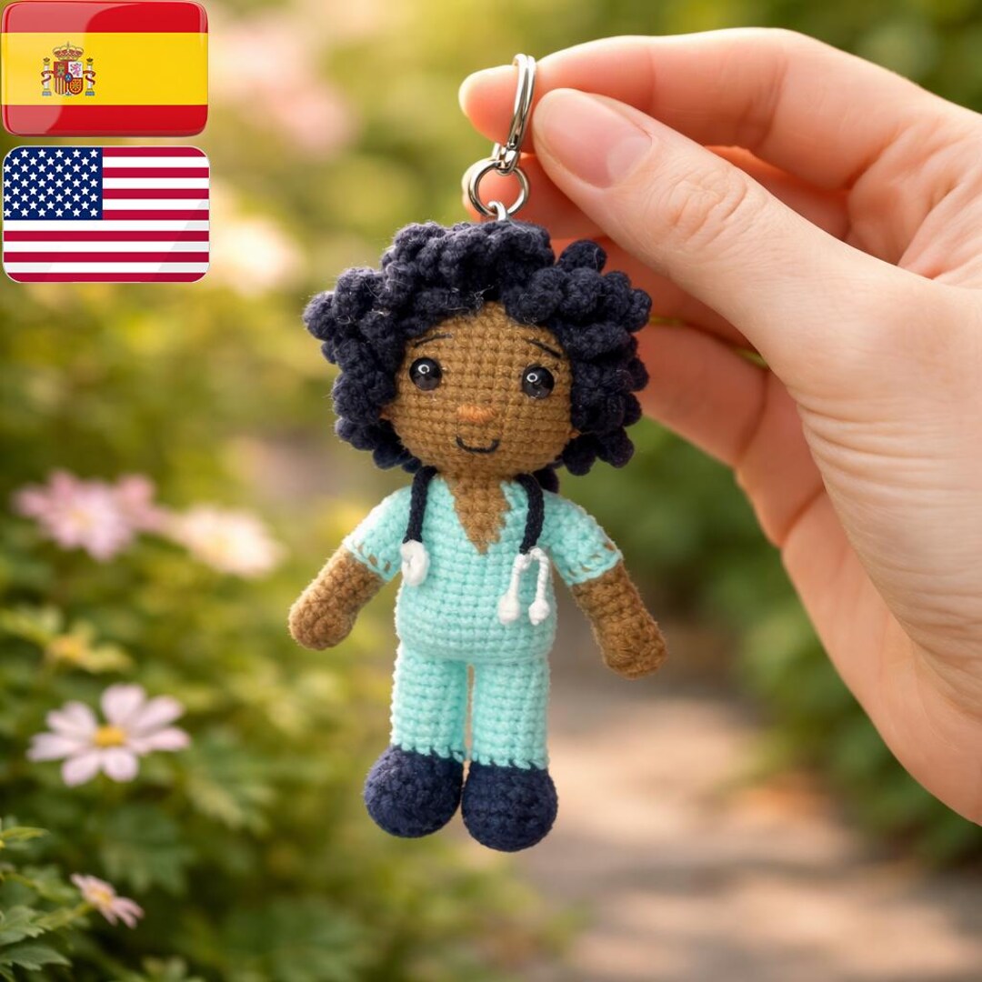 Crochet Black Doctor Doll Pattern | Amigurumi Nurse Keychain | Medical ...