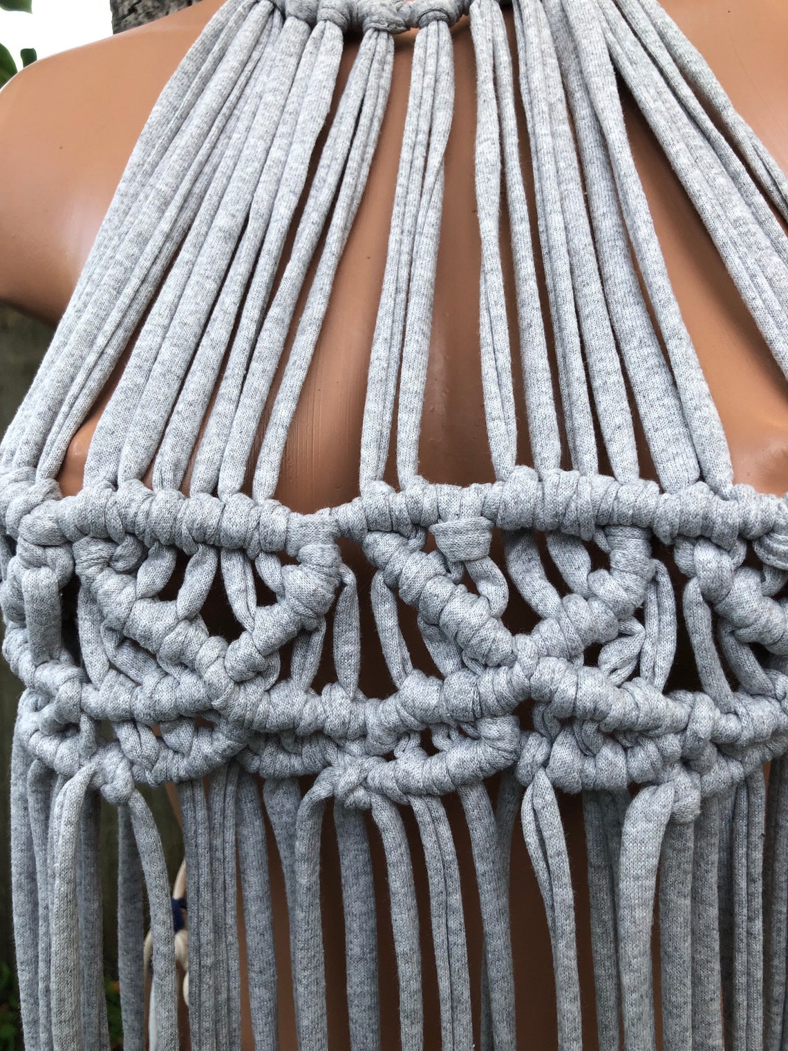 Macrame halter top cover up over T-shirt or swimsuit | Etsy