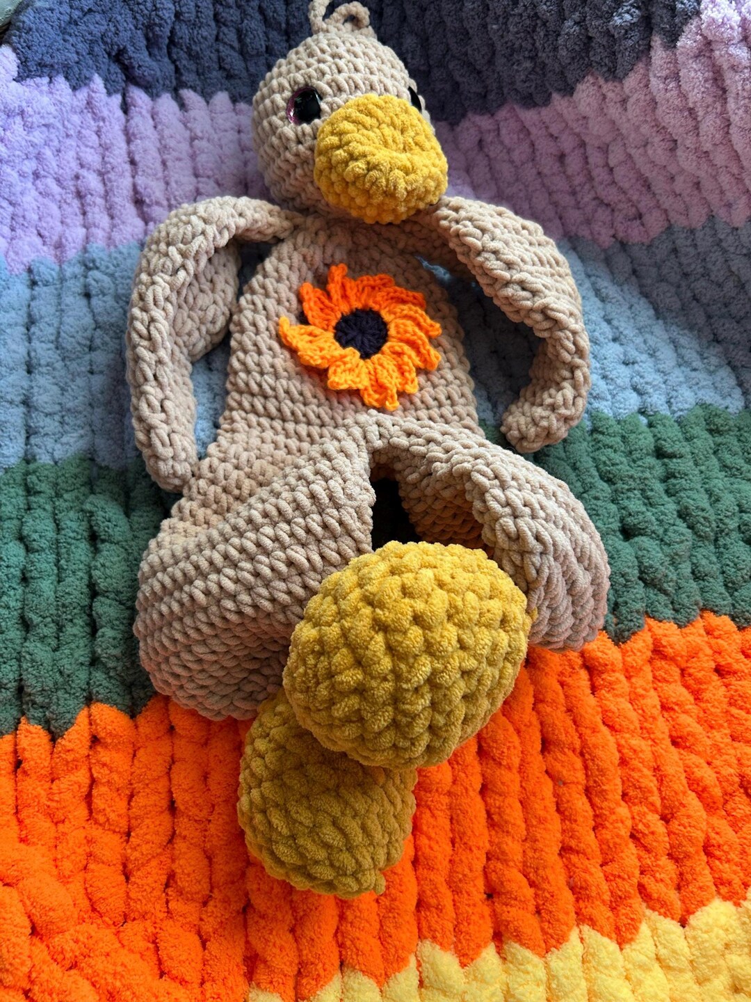 Duck Lovey, Blanket Yarn Chunky Animal Snuggler, Custom Crochet, Made ...
