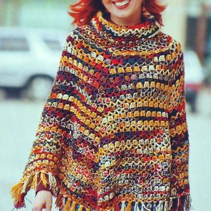 Crochet for Girls and Woman New Cool Poncho With Hat Pattern - Etsy ...