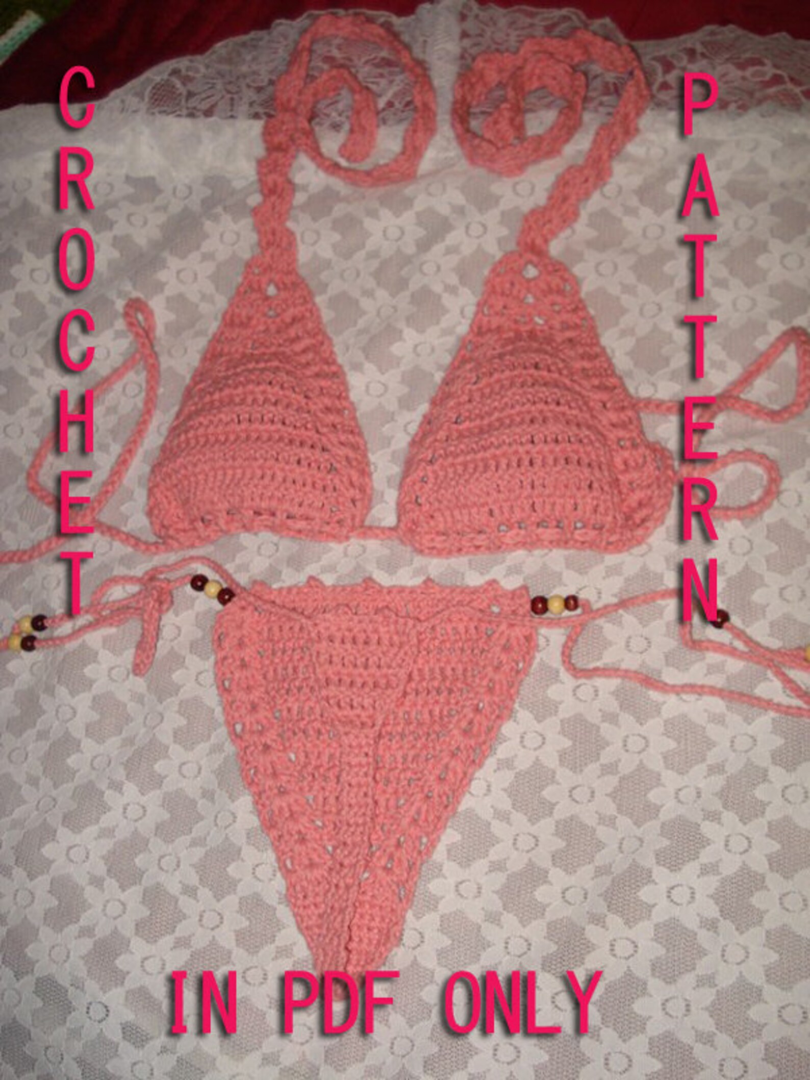 Crochet Girl Bikini G-string Halter Top Swimsuit Pattern With - Etsy ...