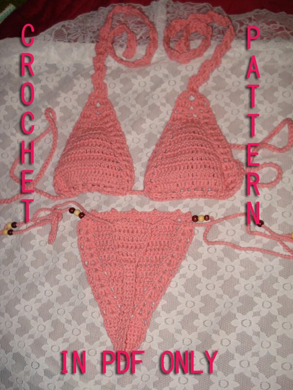 Crochet Girl Bikini G-string Halter Top Swimsuit Pattern With | Etsy