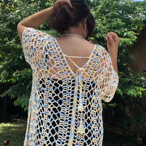Crochet Beach Cover up Tunic Dress Robe Beachwear - Etsy