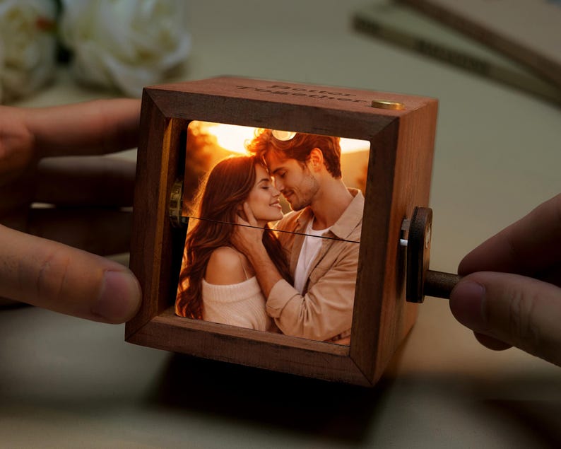 Personalized Flip Book Frame Photo Animation Box With Crank, Wooden USB ...