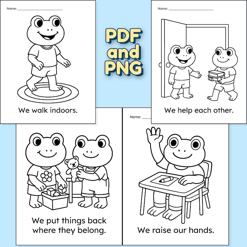 Frog Classroom Rules Coloring Pages • 13 Class Expectations Printable ...