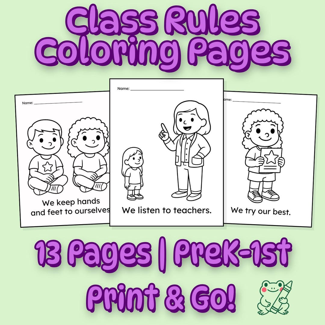 Classroom Rules Coloring Pages for Prek-1st Grade • 13 Class ...