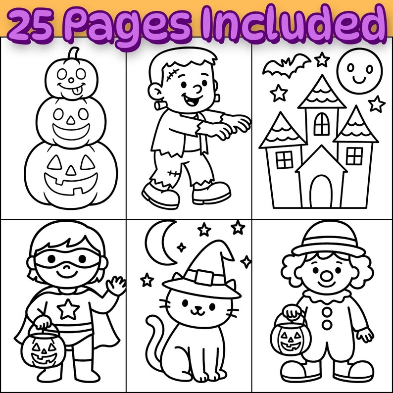 25 Easy Halloween Coloring Pages PDF • Printable Preschool ...