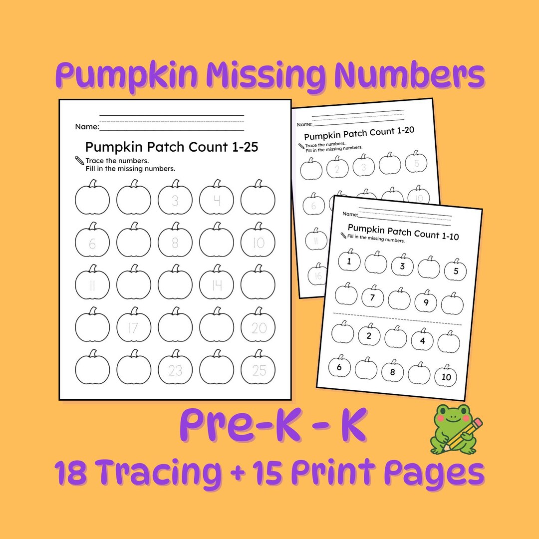 Pumpkin Missing Numbers Worksheets • Trace & Write Fall Counting Math ...