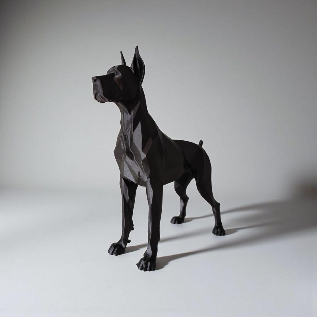 Low Poly Doberman Sculpture – Minimalist Dog Statue – Modern 3D Printed ...
