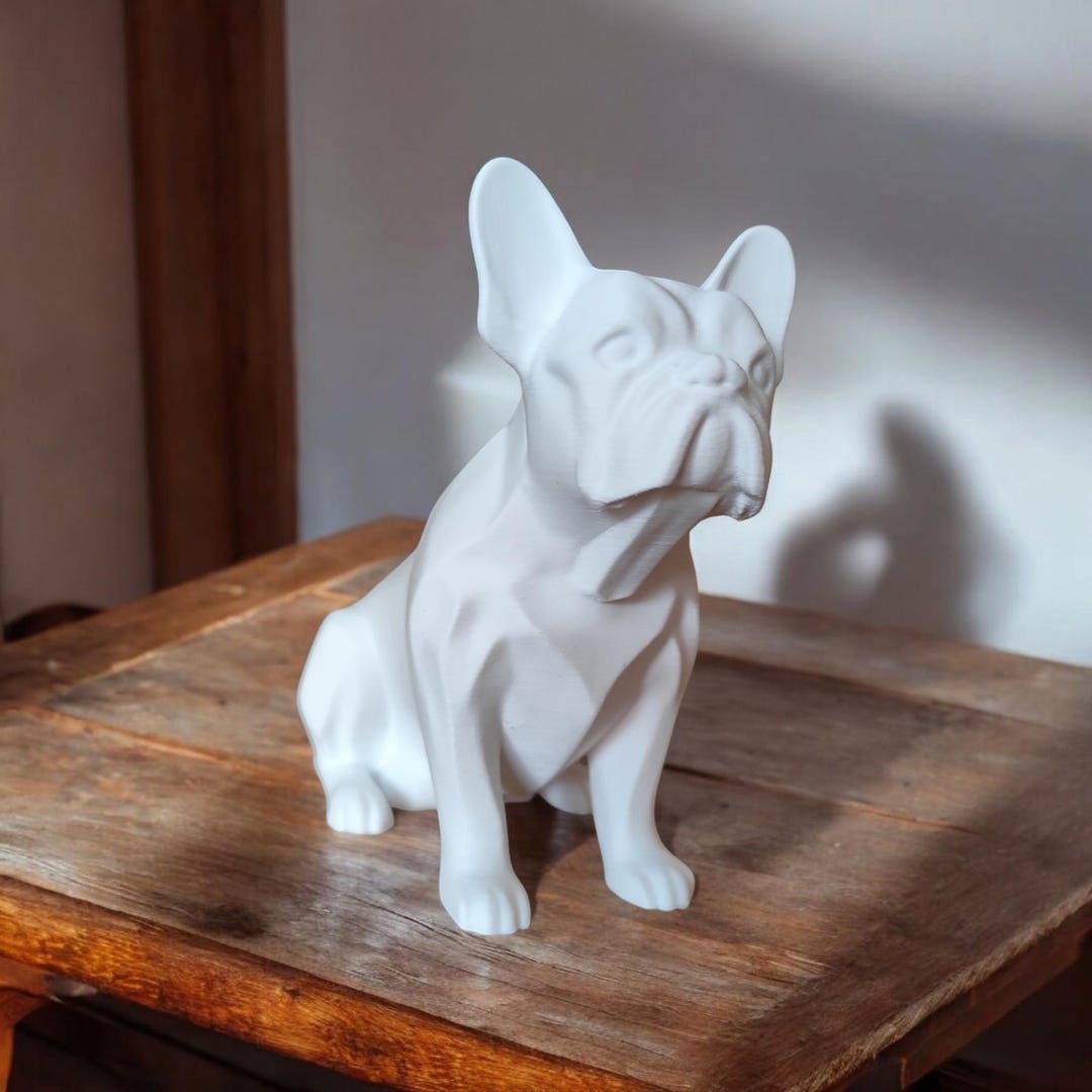 Minimalist French Bulldog Statue – Modern Frenchie Figurine, 3D Printed ...