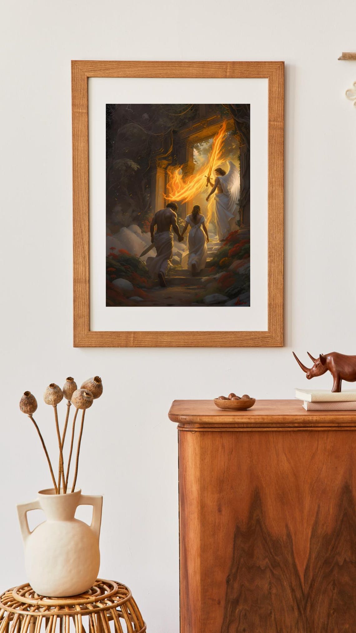 Adam and Eve Banishment Art: Biblical Angel With Sword (12x16 Digital ...