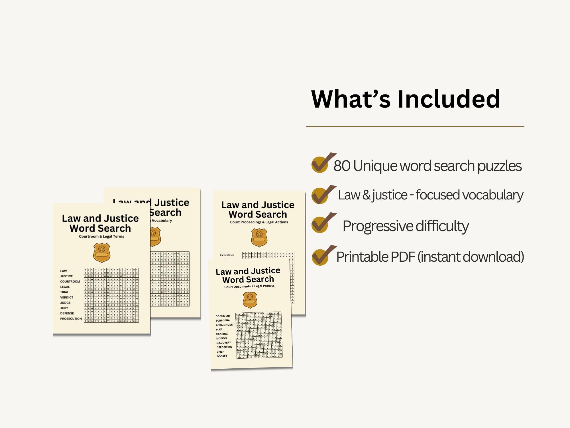 Word Search Book – Law & Justice – Printable Puzzles for Adults - Etsy