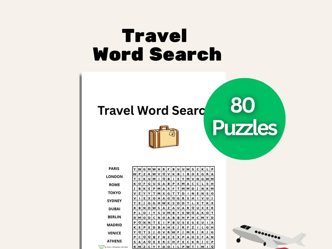 Travel Word Search Printable PDF – 80 Travel-themed Word Search Puzzles ...