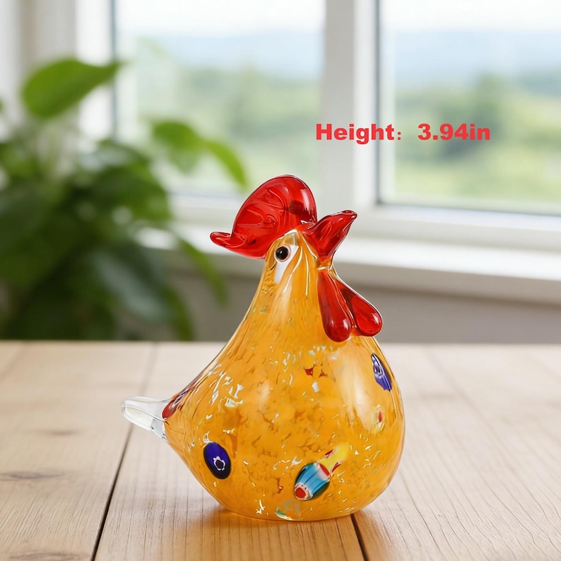 Handmade Stained Glass Rooster Figurine, Miniature Collectible Home ...