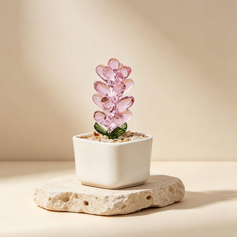 Handmade Glass Succulent Sculpture, Mini Glass Plant Figurine, Artisan ...