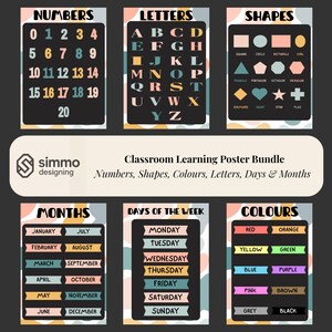 Classroom Learning Posters | Alphabet, Numbers, Colours, Shapes, Days ...