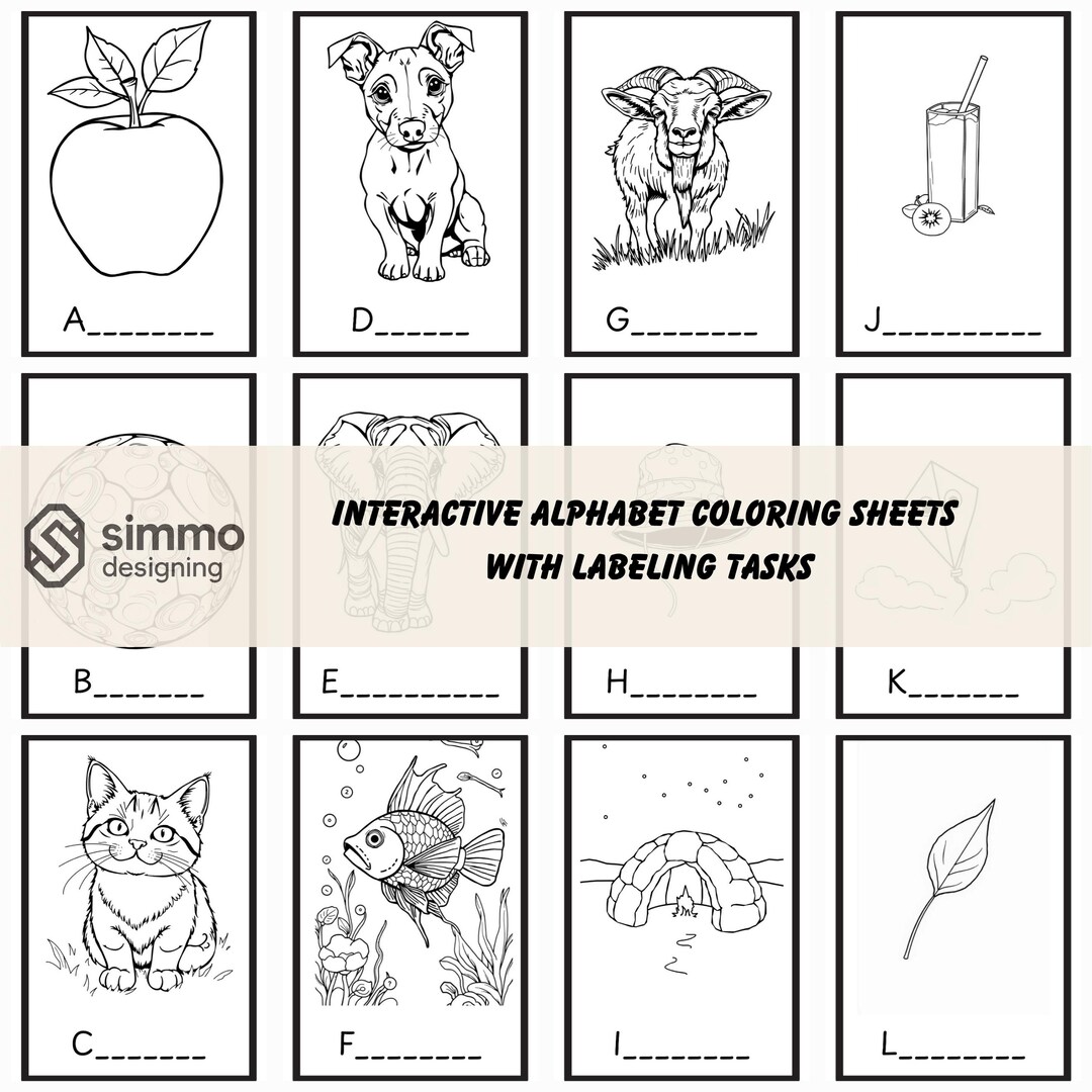 Interactive Alphabet Coloring Sheets With Labeling Tasks - Etsy