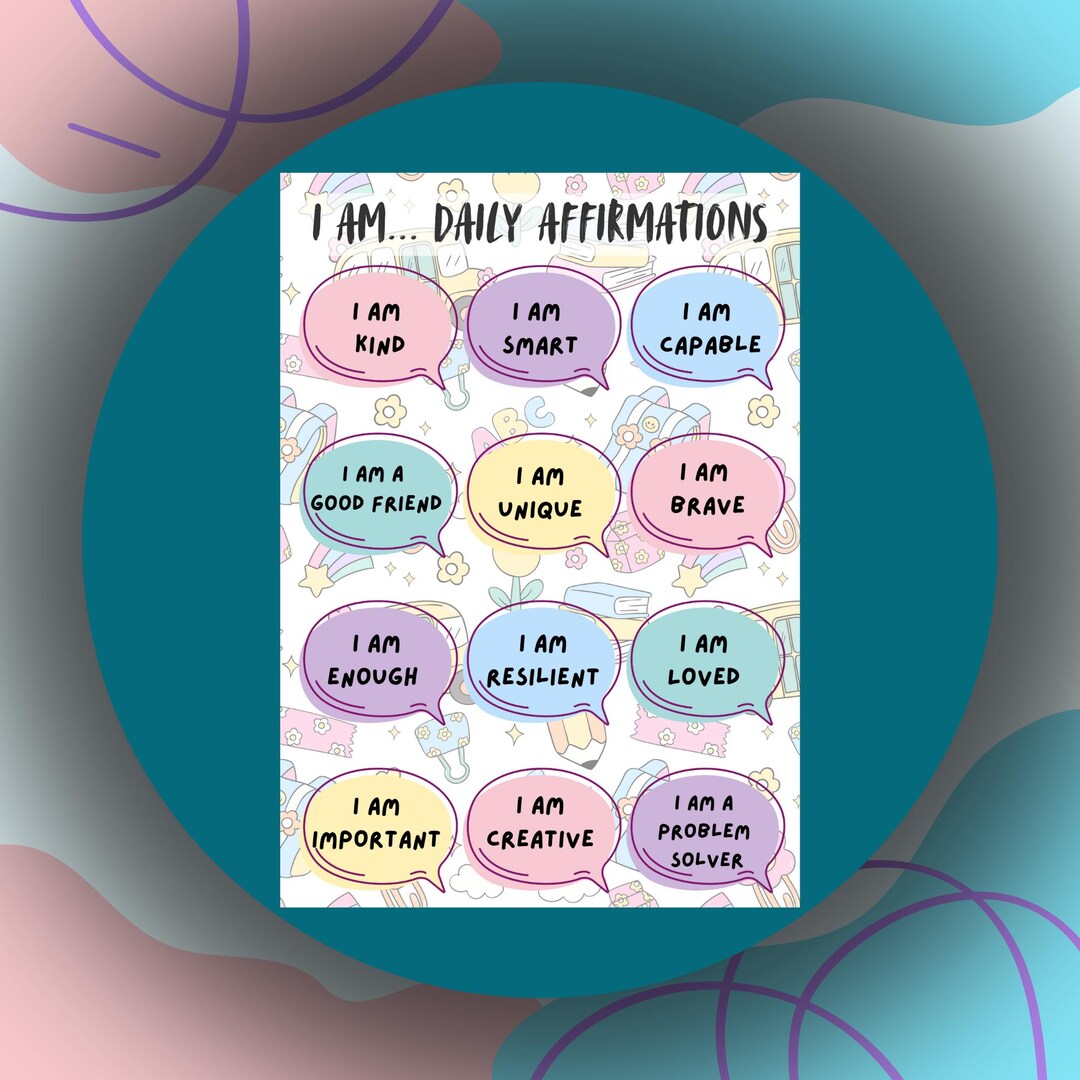 Daily Affirmations Classroom Poster | Positive Self-talk Wall Art ...