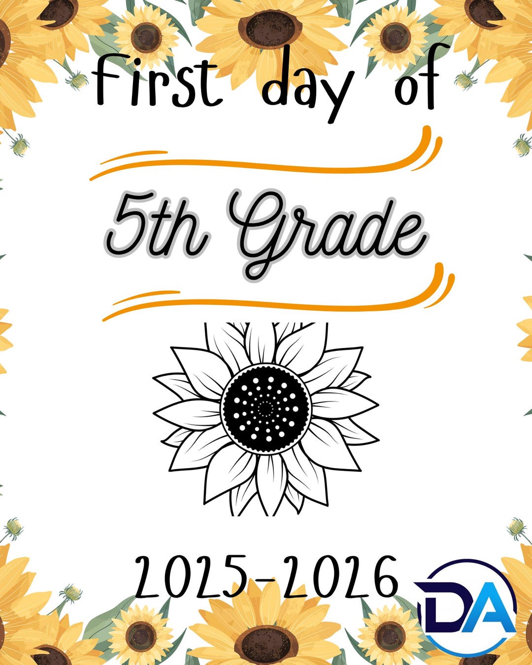 First Day of Fifth Grade Printable Sign - Etsy