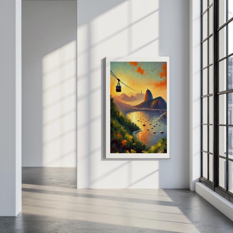 Rio De Janeiro Cable Car Art, Sugarloaf Mountain Sunset Print, Brazil ...