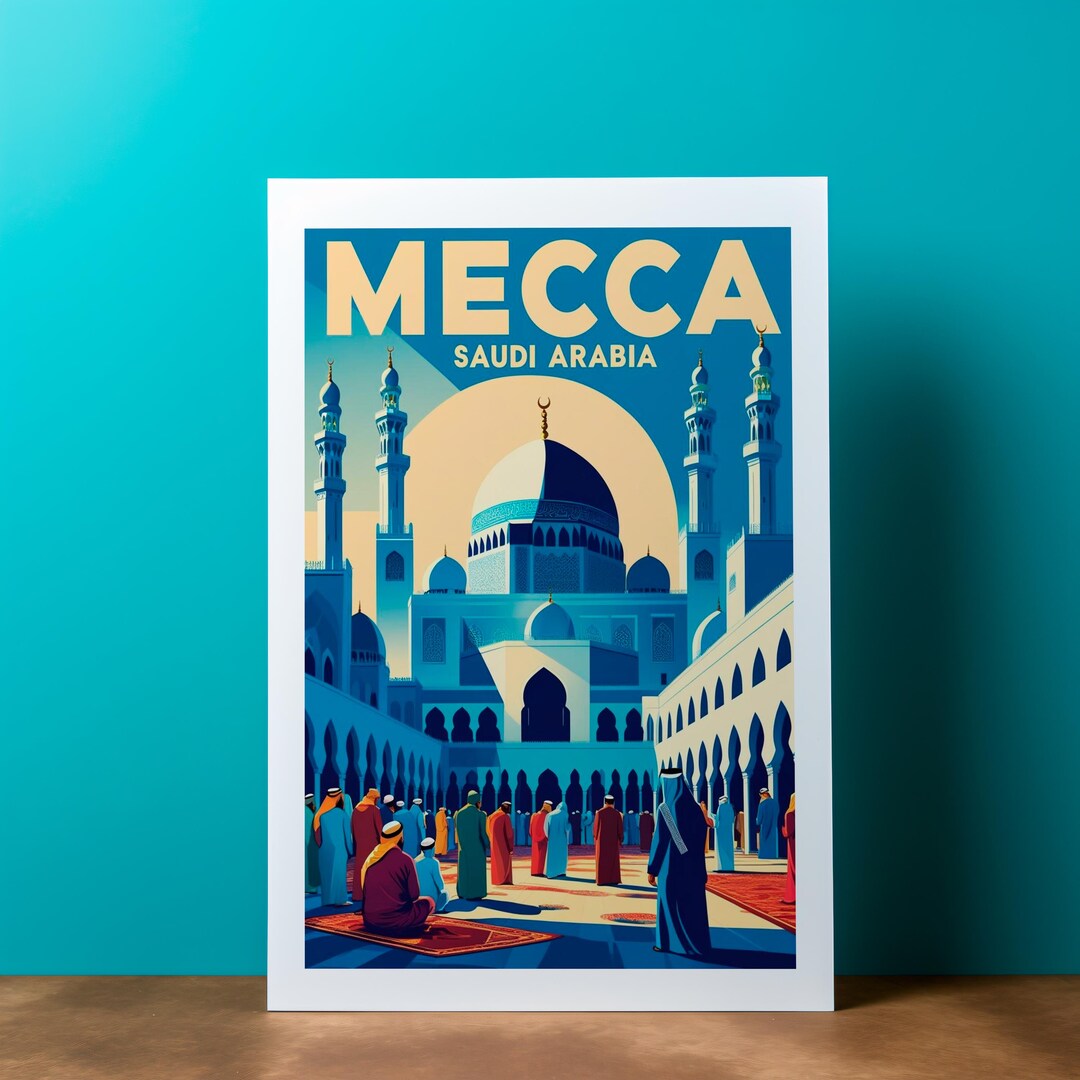 Mecca, Saudi Arabia, Retro Travel Artwork, Nostalgic Wall Art, Digital ...