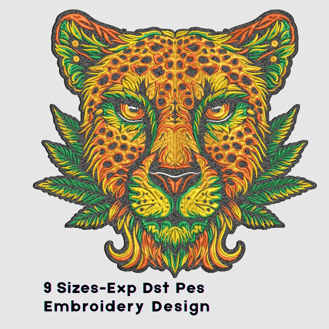 Leopard Head Embroidery Design – Large Jacket Back Patch, Tribal ...
