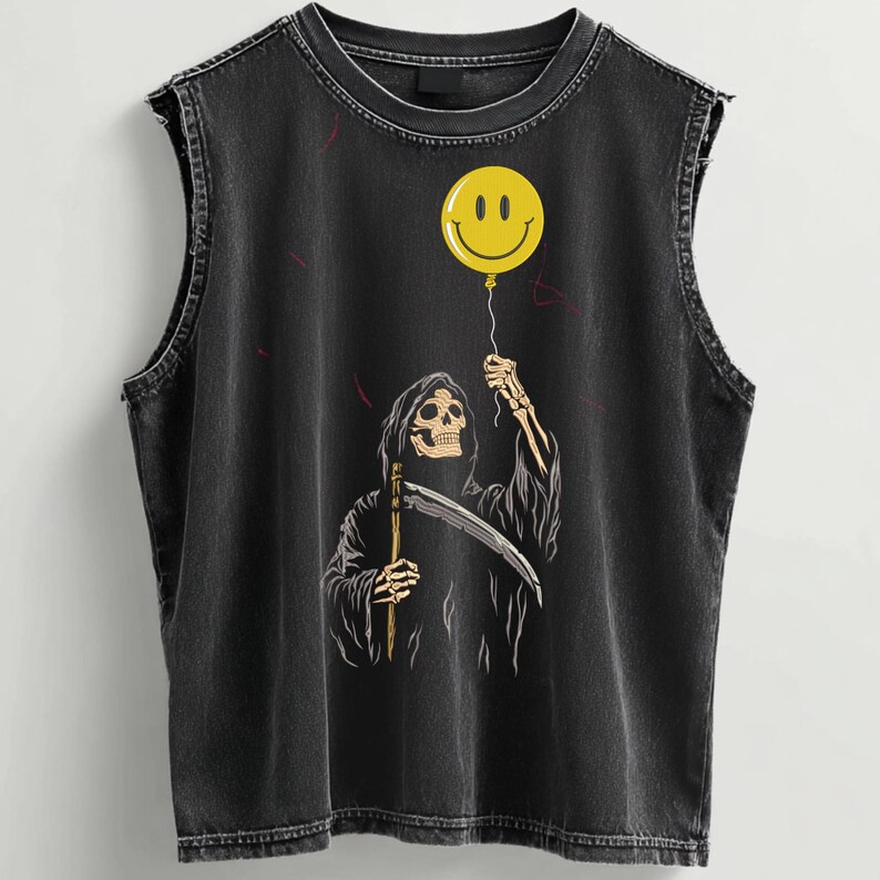 Grim Reaper Balloon Embroidery Design: Dark Humor Goth Patch (digital ...