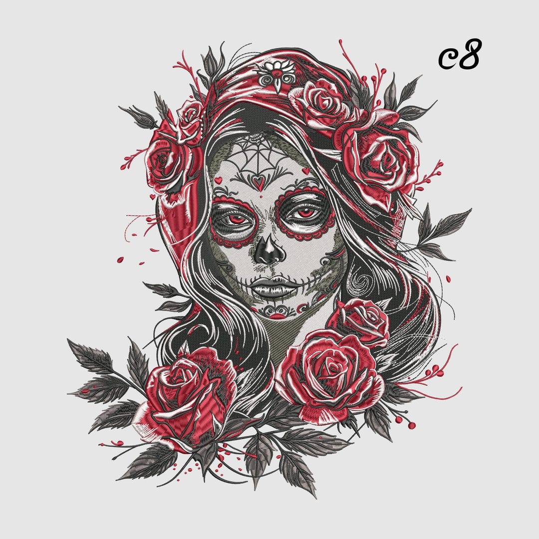 Sugar Skull Embroidery Design – Gothic Dark Art, Instant Download PES ...