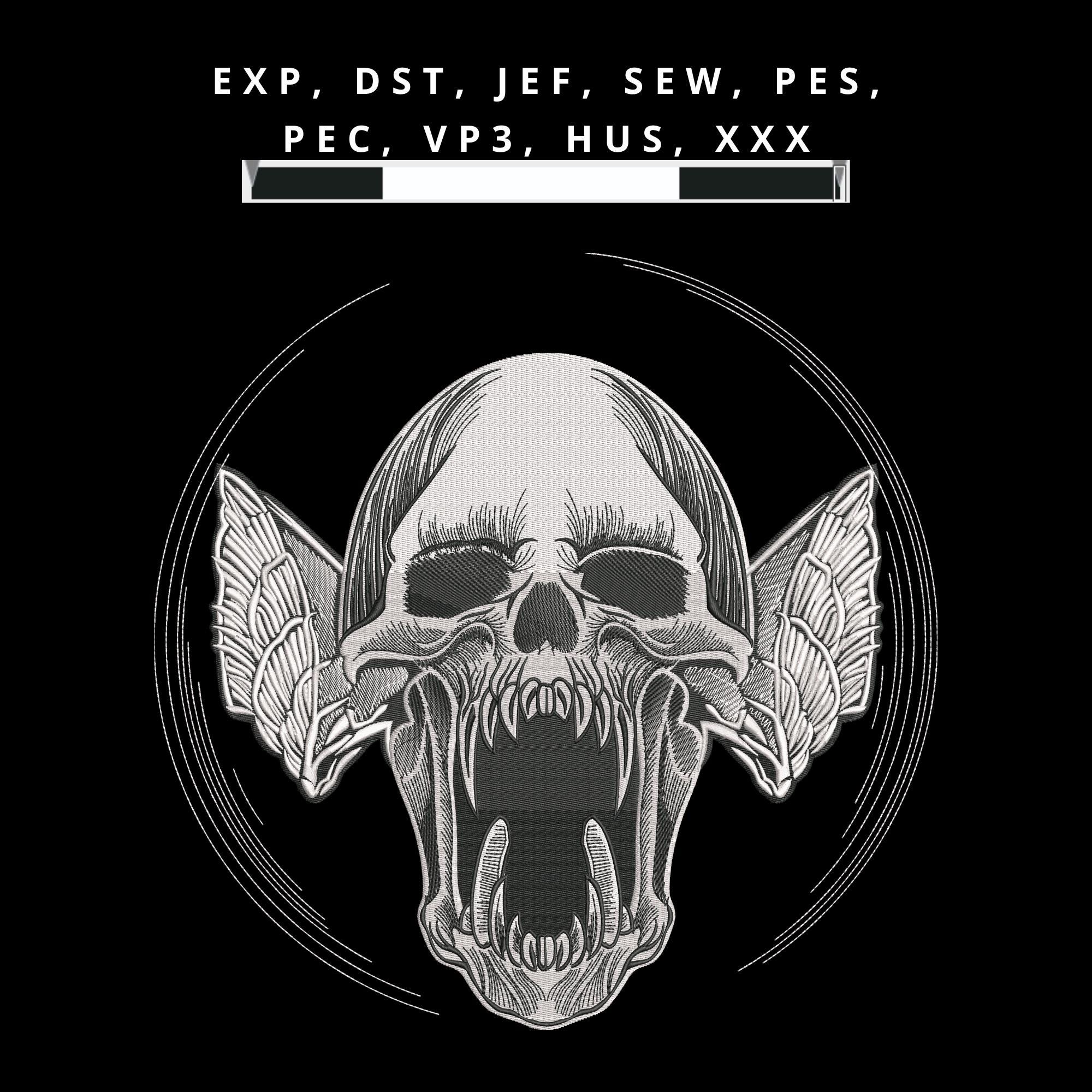Demonic Skull Embroidery Design – Gothic Horror Skull Pattern, Tattoo ...