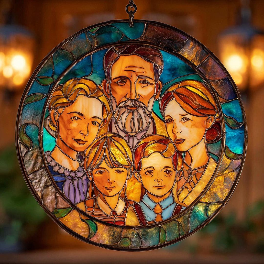 Custom Family Portrait Suncatcher | Personalized Stained Glass Window ...