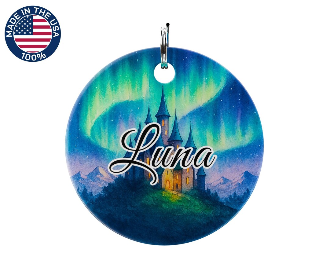 Fantasy Castle Personalized Dog ID Tag, Custom Pet Name Tag, Magical ...