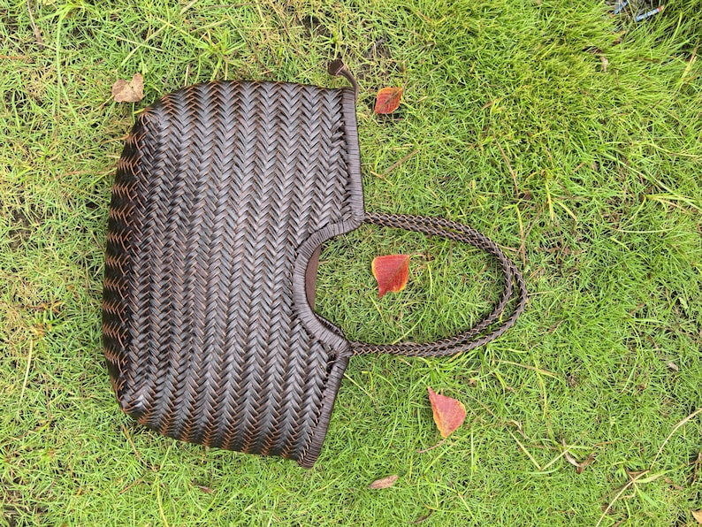 Leather Hand Woven Basket Tote Bag: Large Capacity Commuter Shoulder ...