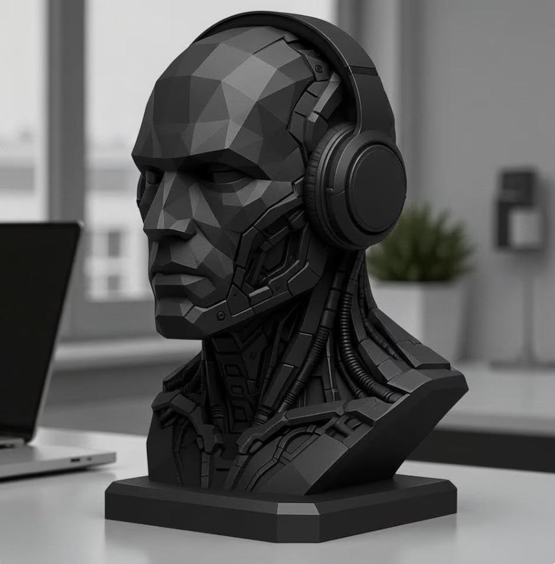 Cyborg Headphone Stand STL File – Futuristic Robot Headset Holder 3D ...