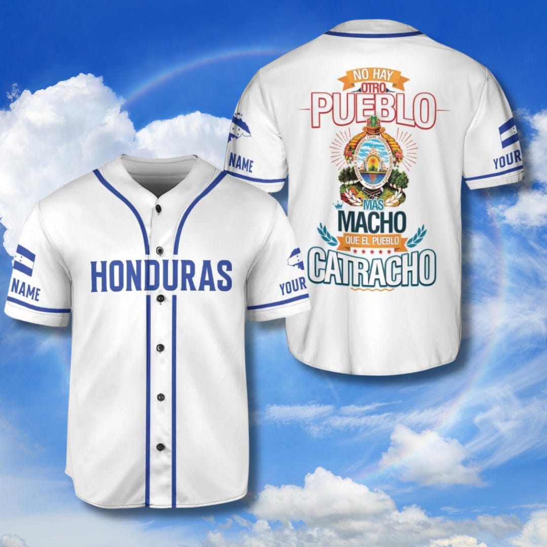 Honduras Baseball Jersey – Catracho Back Art, Custom Name Sleeves ...
