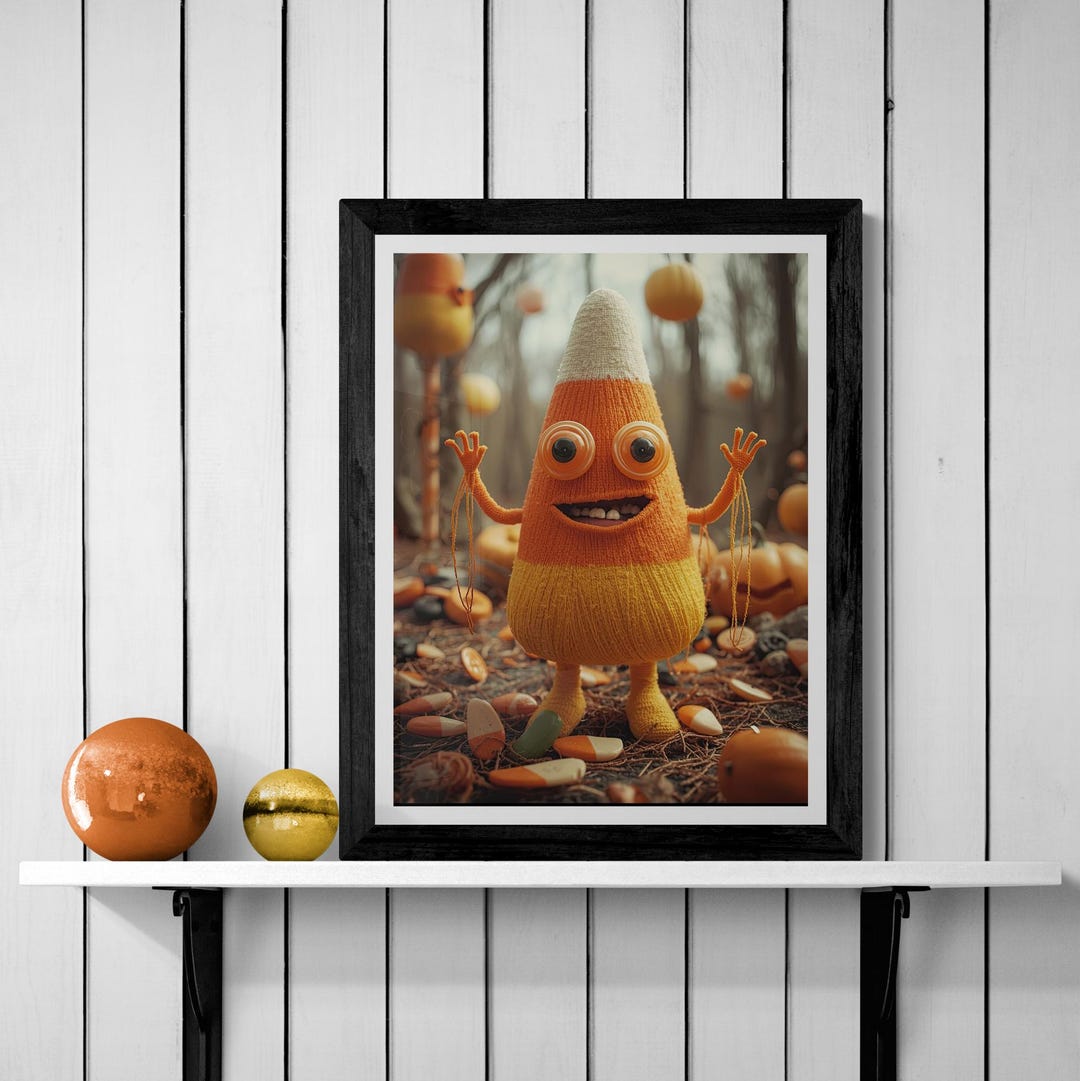 Weirdcore Halloween Art |candy Corn Creature Poster - Etsy