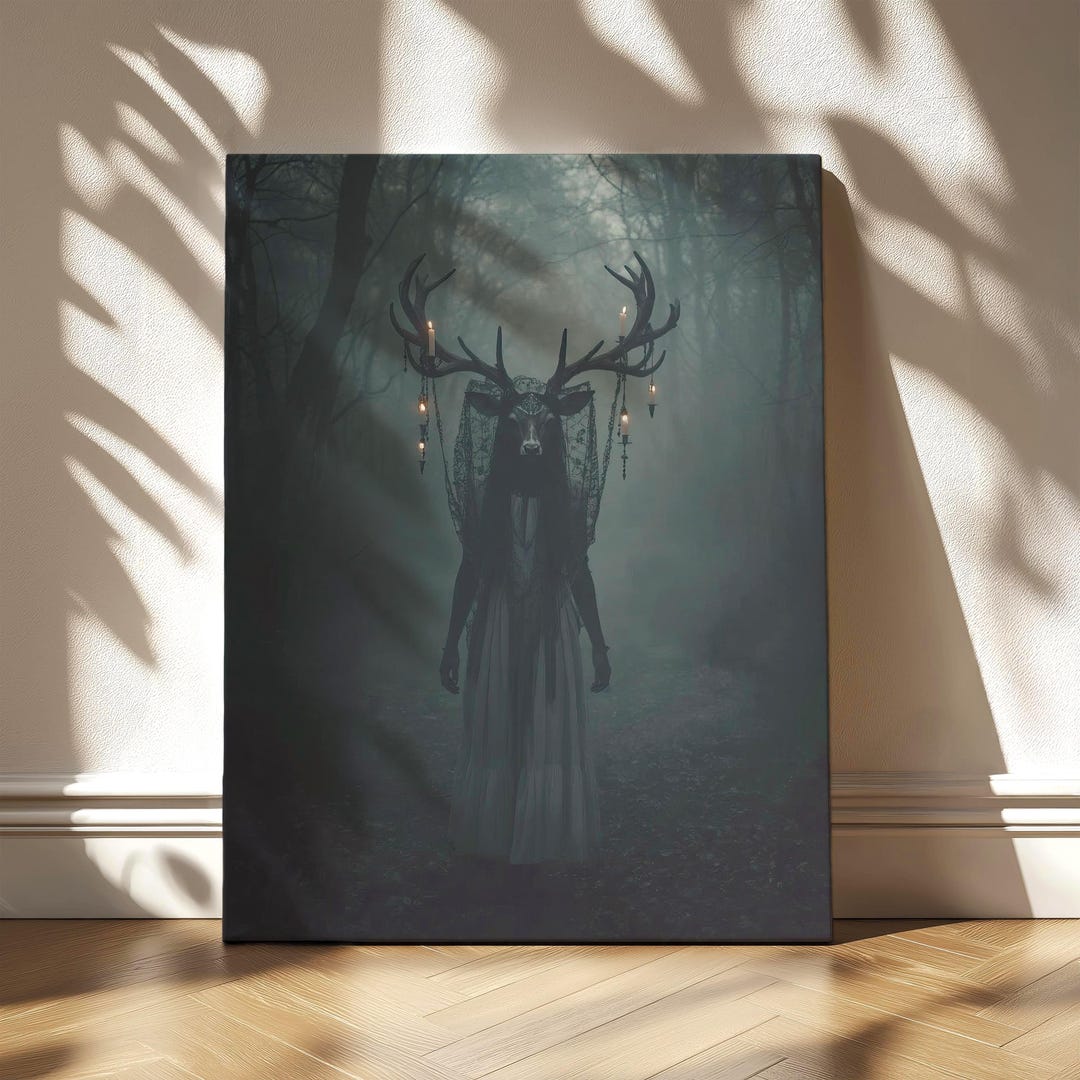 Ghostly Deer Woman Weirdcore Canvas - Etsy