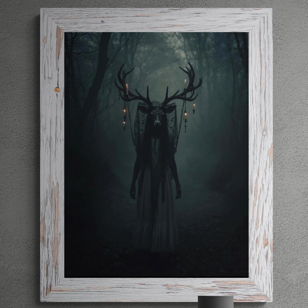 Ghostly Deer Woman Weirdcore Canvas | Haunting Dreamcore - Etsy