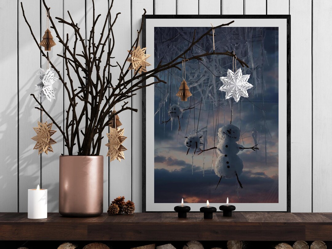 Weirdcore Snowman Poster - Dark Whimsical Ice Fantasy Print for Creepy ...