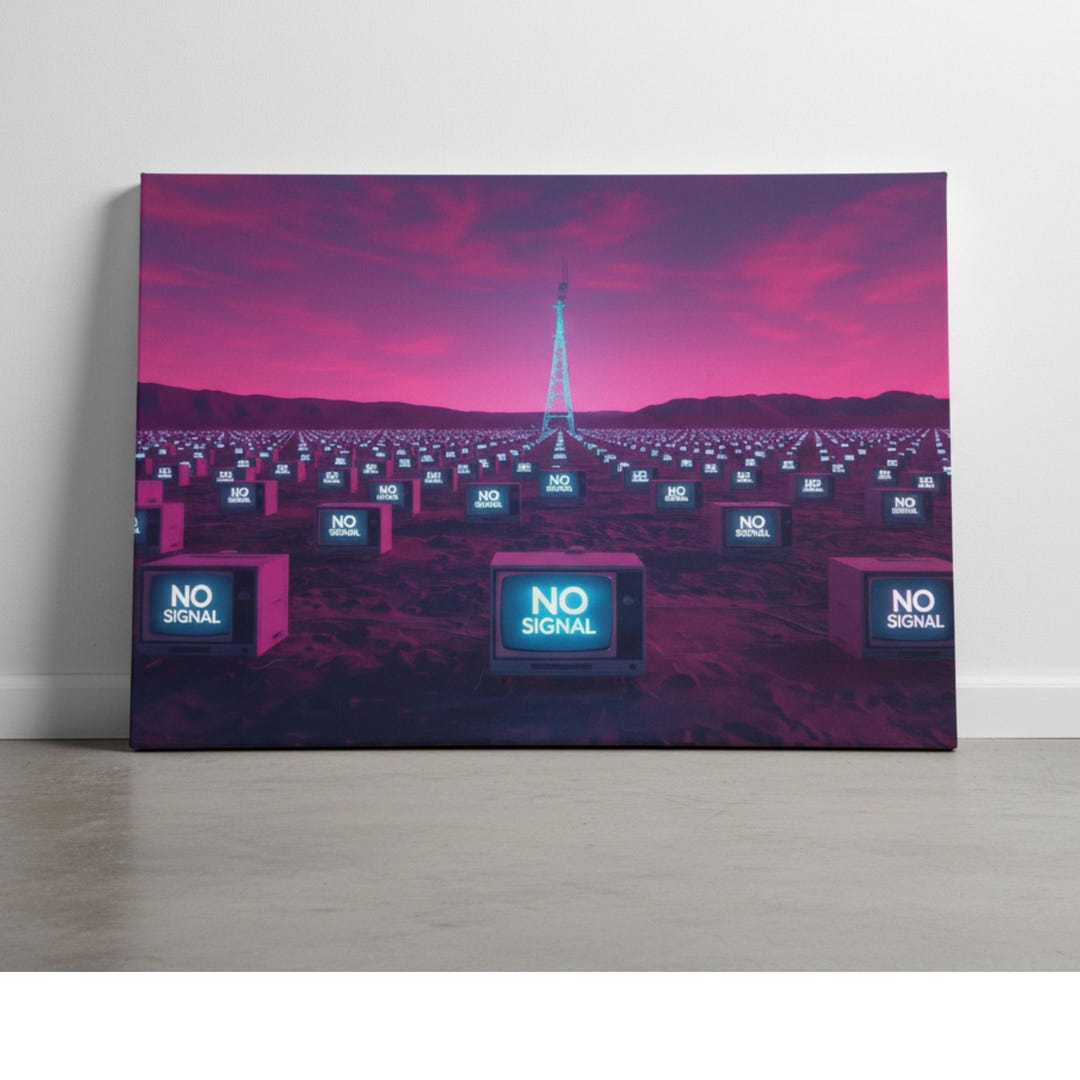 TV Field Dreamcore Art – Surreal Neon Signal - Etsy