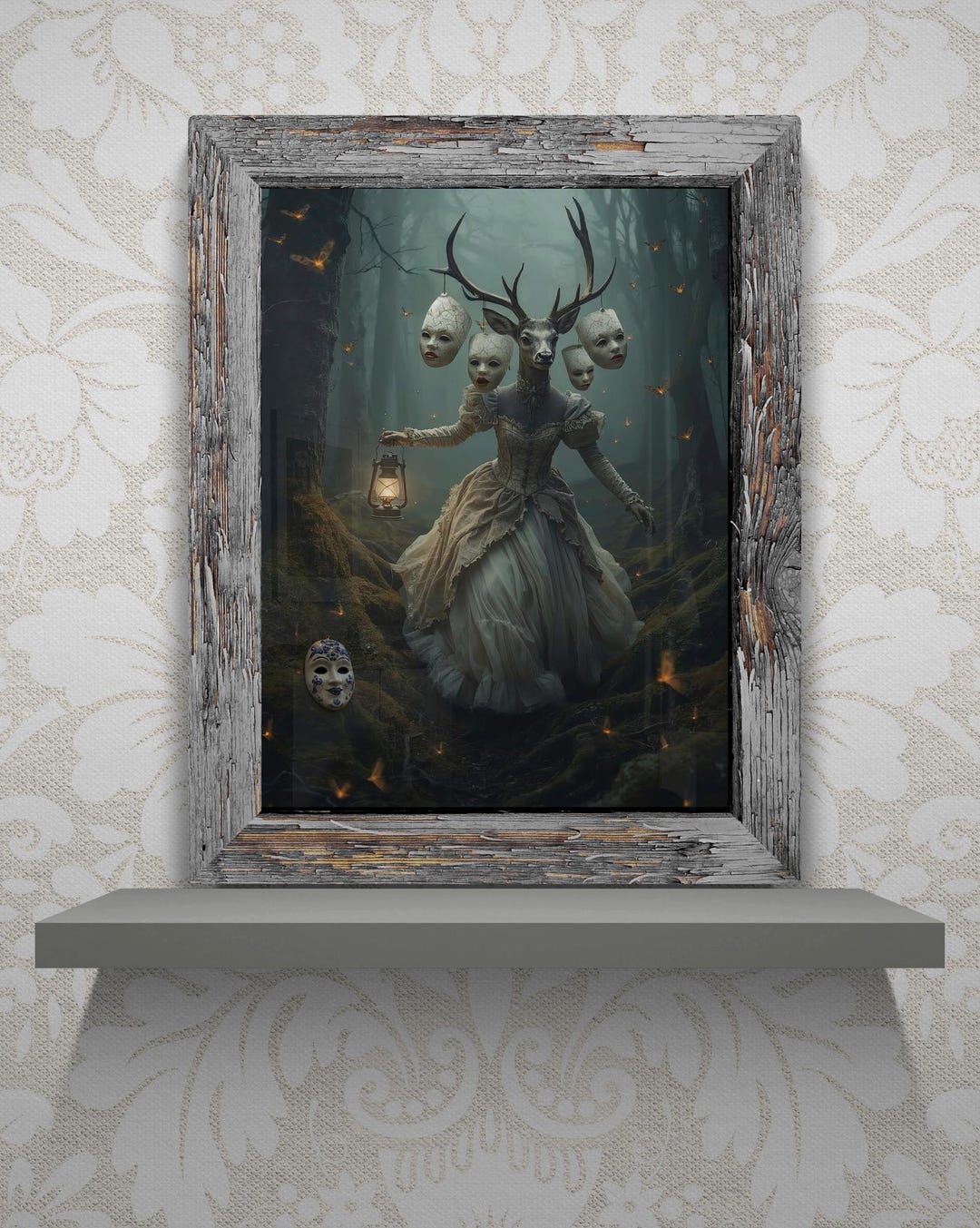 Deer in Victorian Dress Print | Gothic Weirdcore Art Poster - Etsy