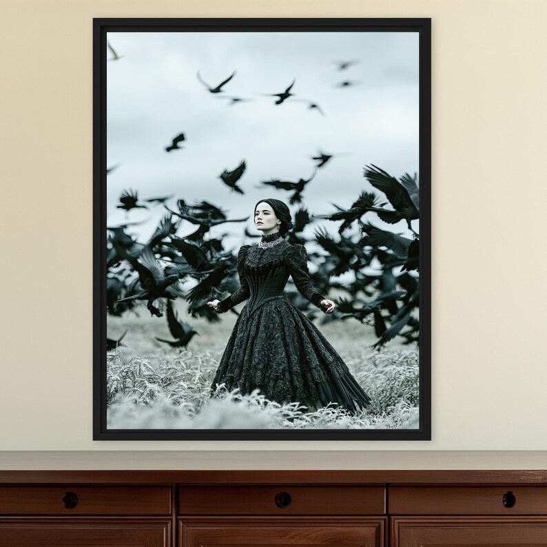 Raven Queen Gothic Wall Art | Dark Feminine Crow Decor Print - Etsy