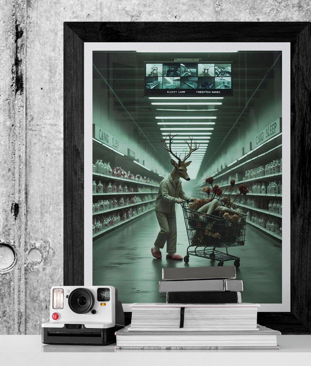 Surreal Deer in Abandoned Mall Wall Art | Poster Print | Weirdcore ...