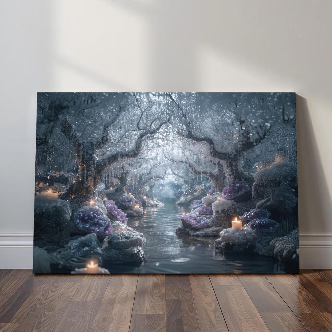 Enchanted Forest Wall Art – Crystal Grove Fantasy Print - Etsy