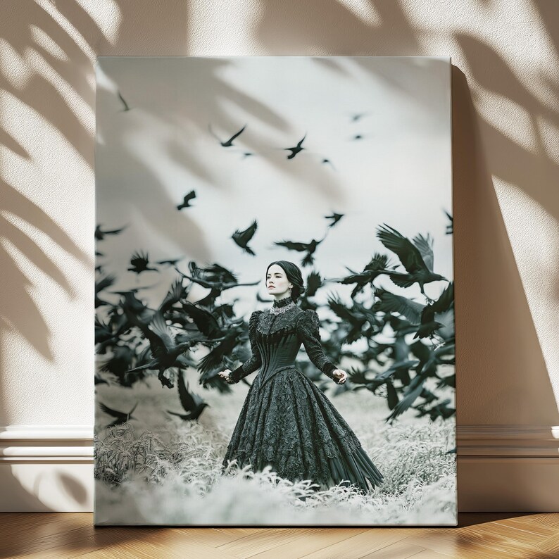 Raven Queen Gothic Wall Art | Dark Feminine Crow Decor Print - Etsy